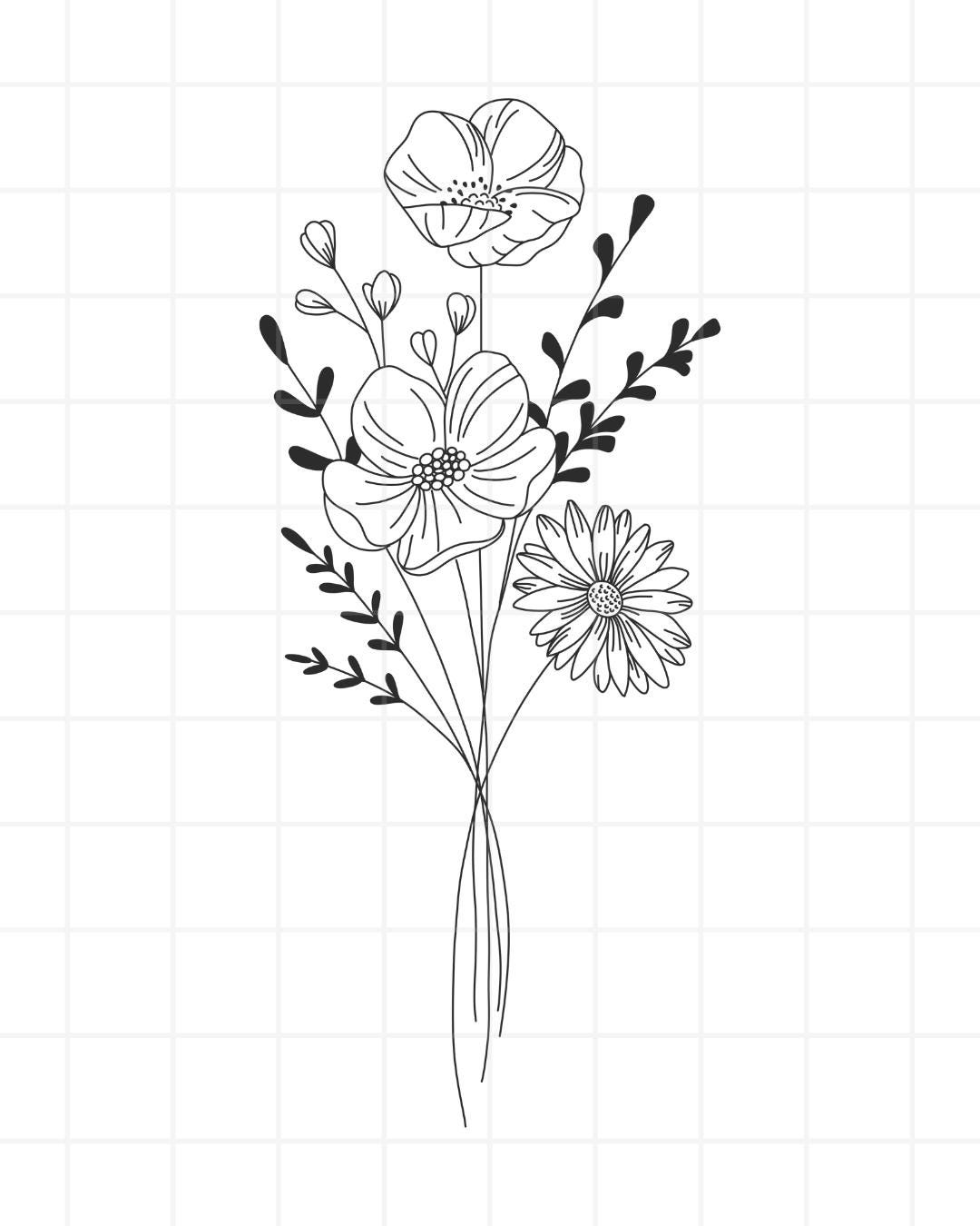 Flower Bundle Outline Illustrations / Svg / Jpg / Png / Psd /ai Files ...