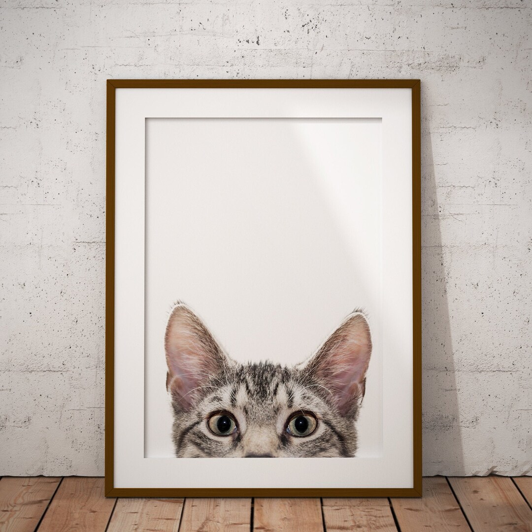 Printable Cat Wall Art Peeking Cat Art Print Funny Cat Wall Art Nursery ...