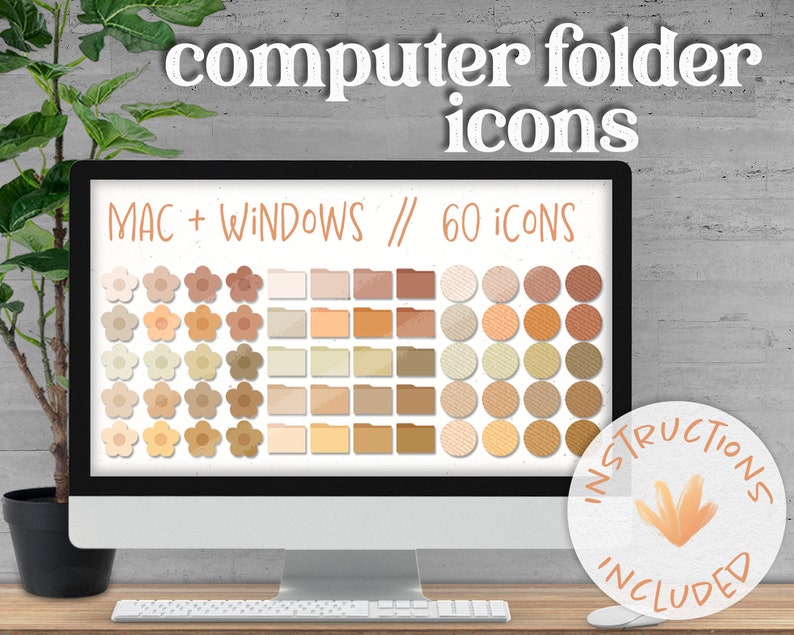 Retro Neutral Desktop Folder Icons Mac and Windows Computer File Icons ...