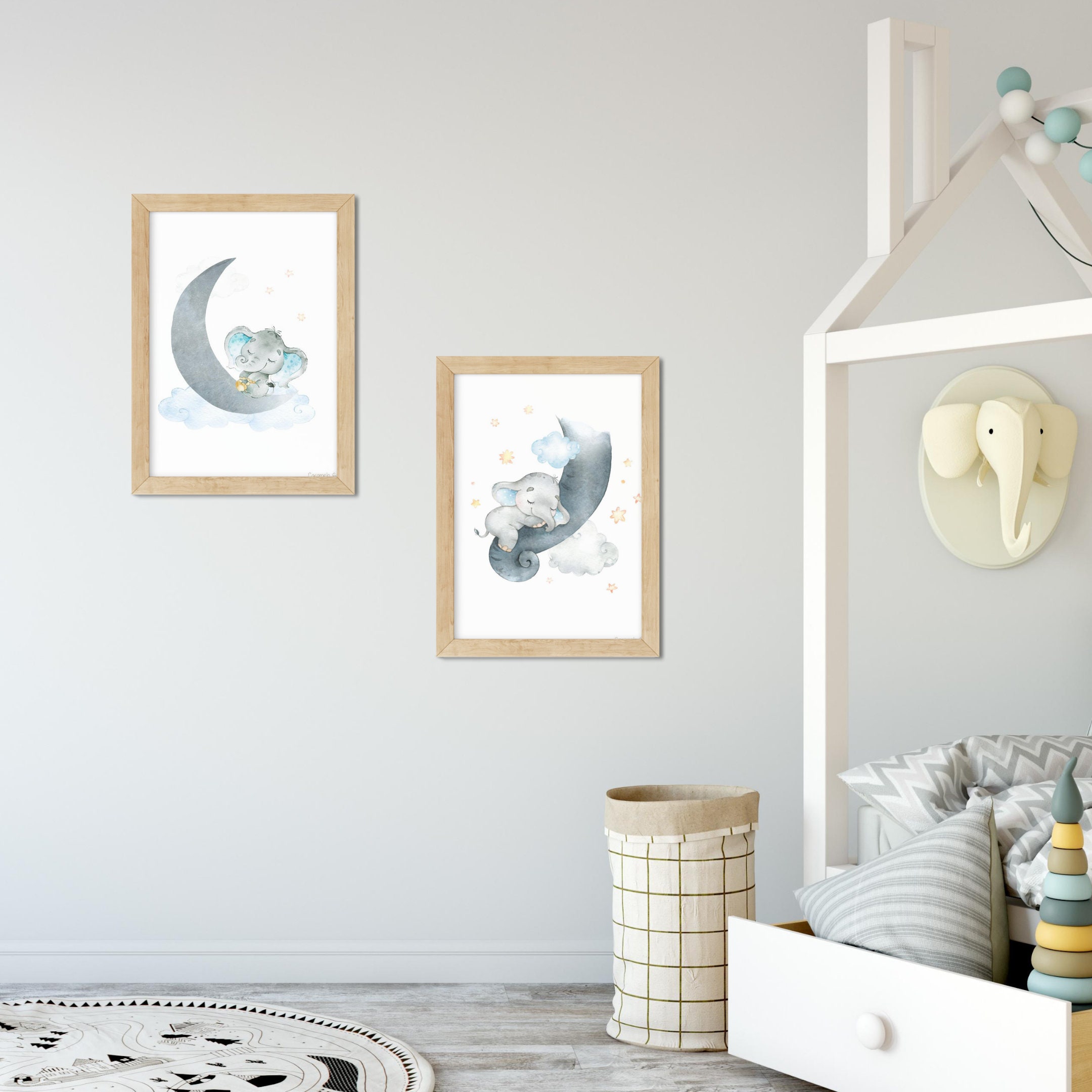 Elephant Printables Baby Blue Elephants Cute Animals Kids - Etsy