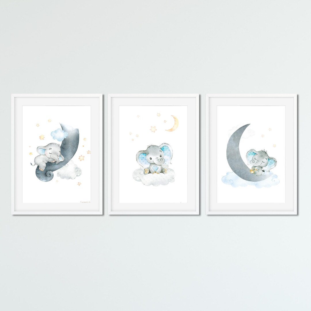 Elephant Printables Baby Blue Elephants Cute Animals Kids - Etsy