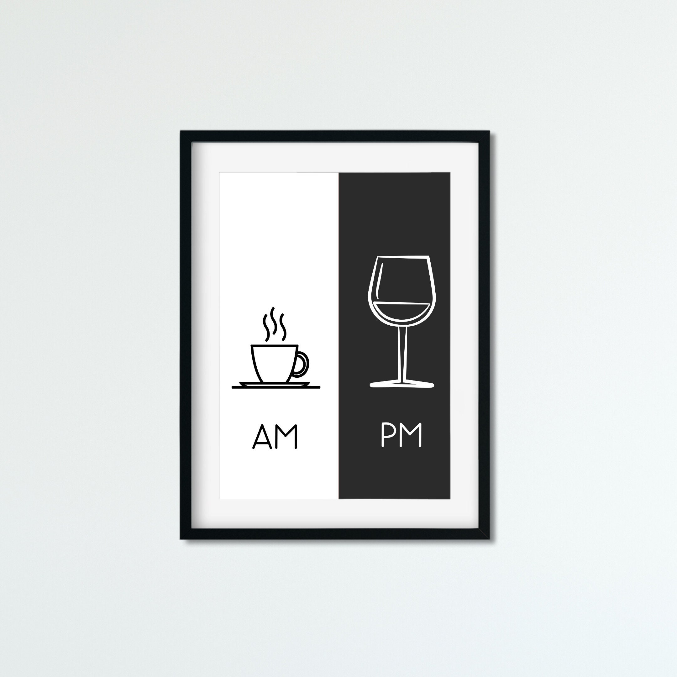 Am Pm Posters, Coffee Wall Art, Wine Printable, Kitchen Decor, Drinks ...