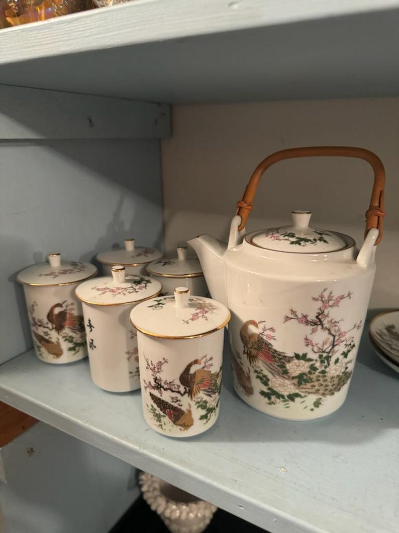 Vintage Japanese Peacock Tea Set - Etsy