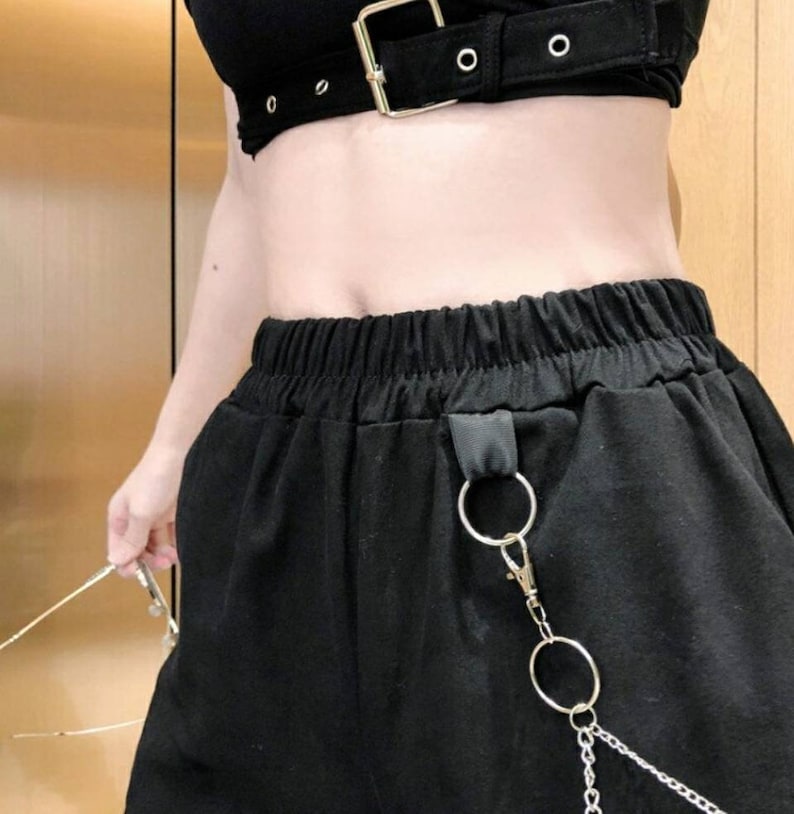 Womens High Waist Black Cargo Pants Mall Goth Pants Gothic Etsy