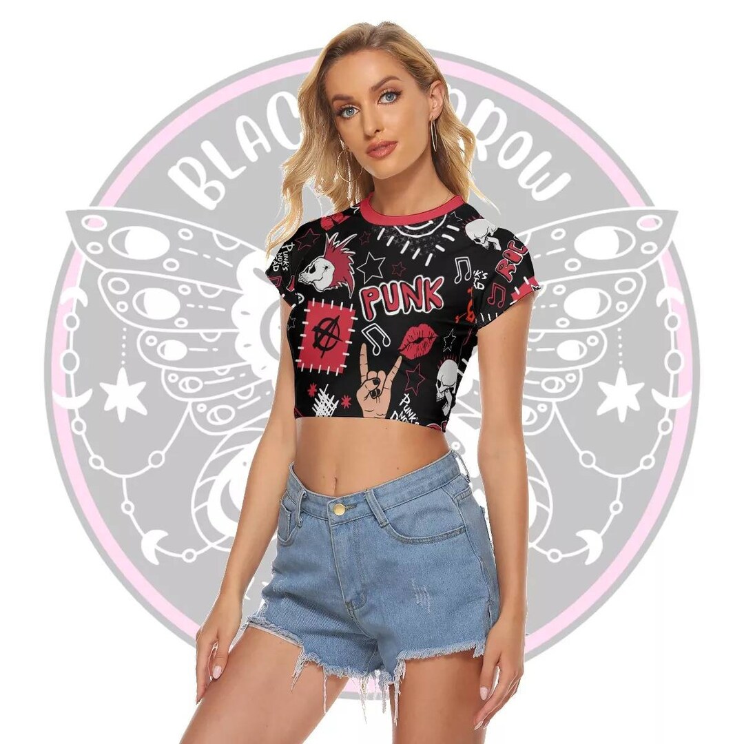 Punk Ringer Crop Top Tight Fitting Cropped Tshirt Punk - Etsy