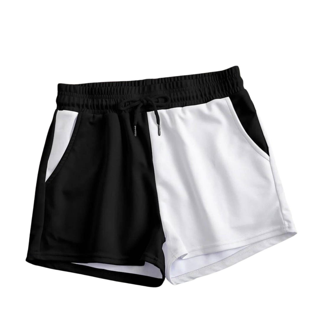 Split Leg Shorts, Half and Half Shorts, Black White Shorts, Two Tone ...
