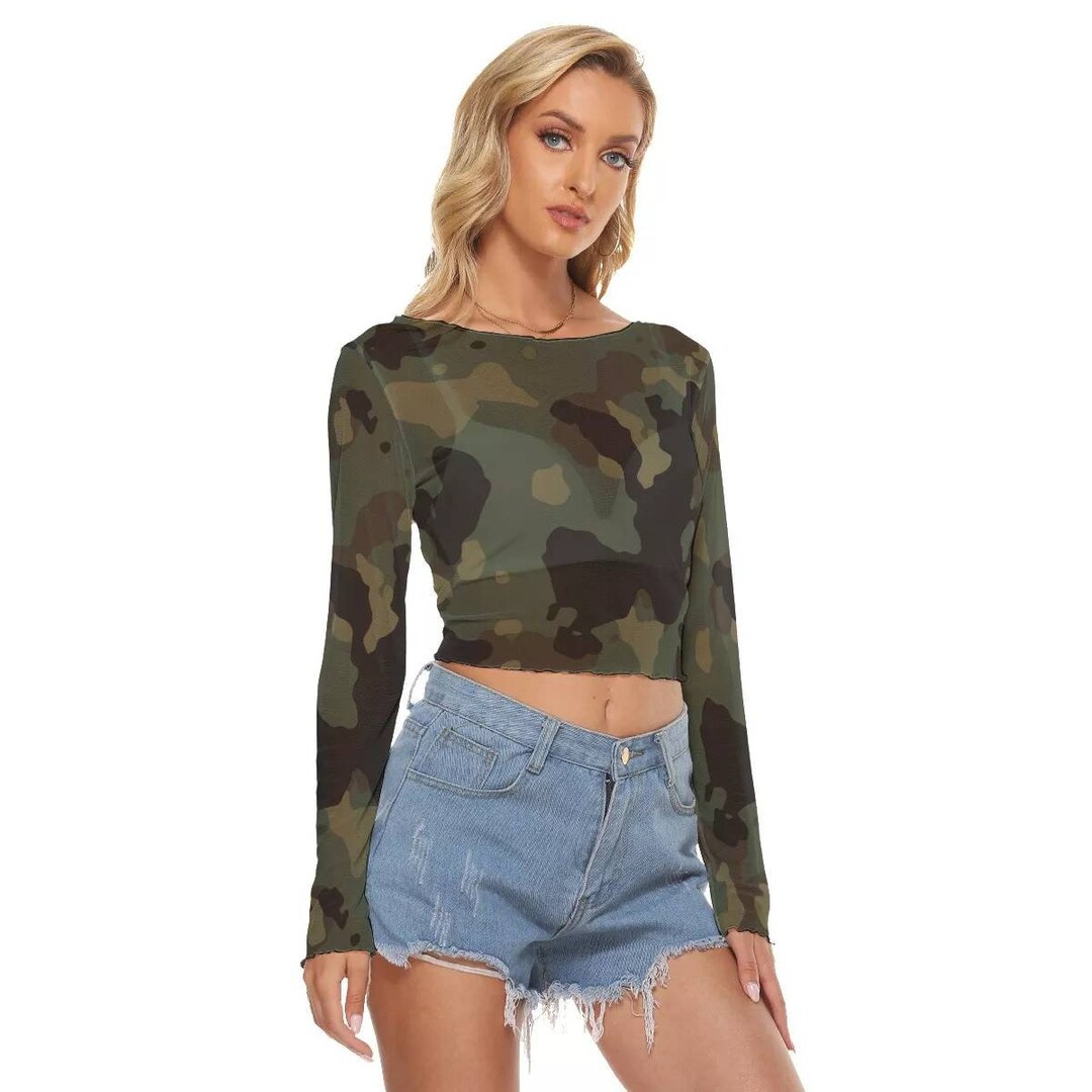 Green Camo Mesh Tshirt, Military Goth Clothing, Camouflage Mesh Shirt ...