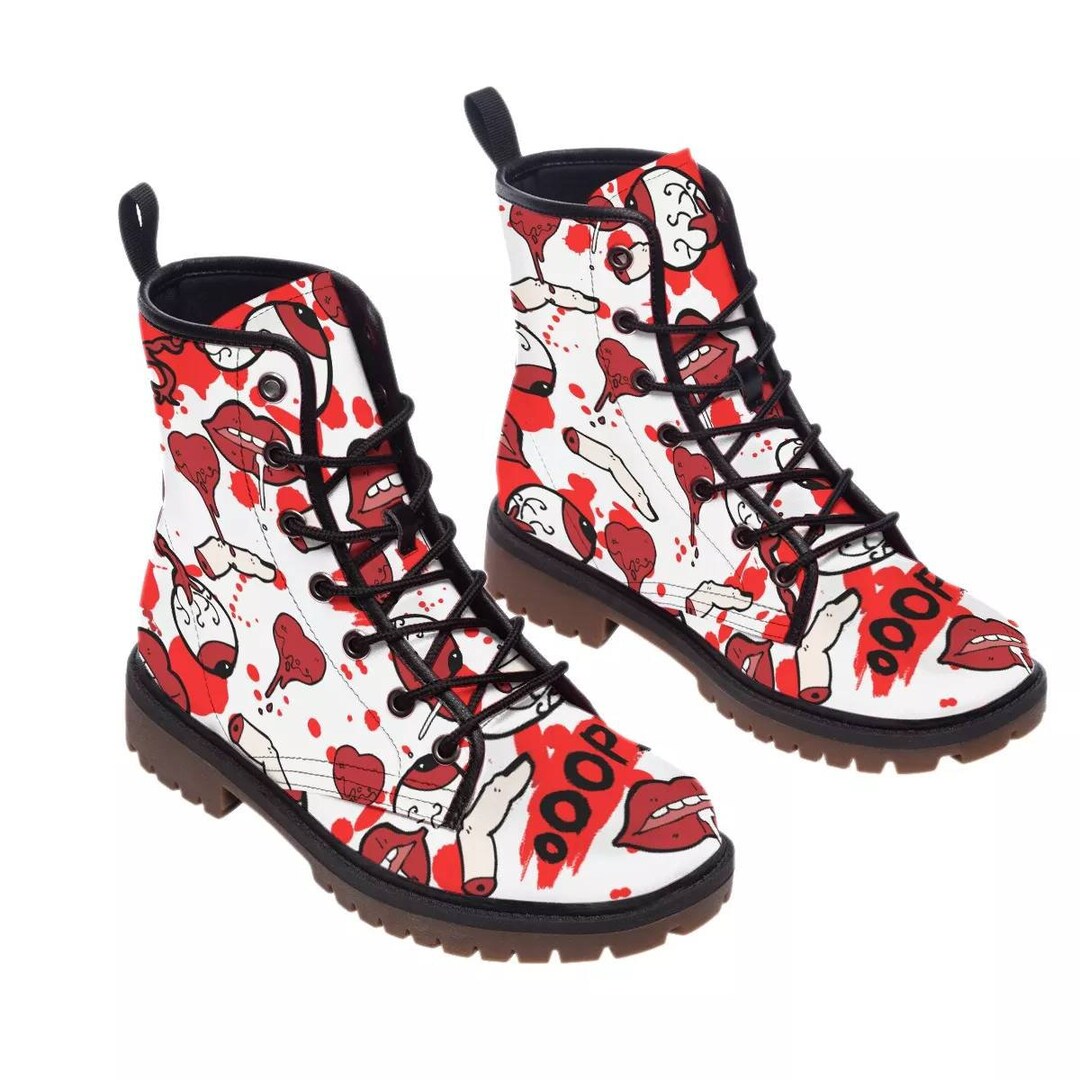 Dripping Blood Ankle Boots Body Parts Goth Boots Soft - Etsy