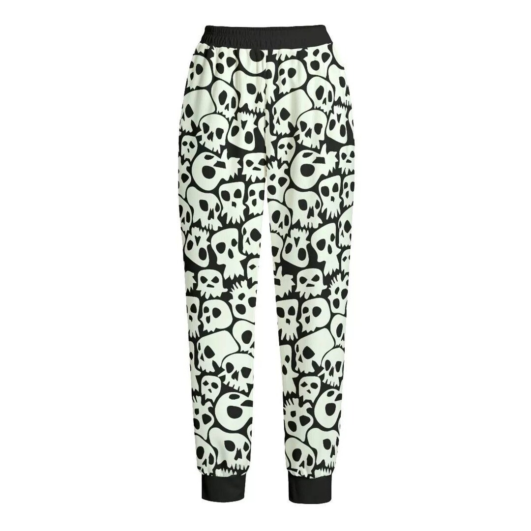 Skull Print Joggers, Skeleton Pattern Pants, All Over Print Skull ...