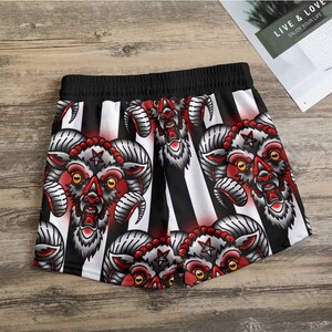 Trad Devil Striped Shorts, Horned Demon, Baphomet Short Pants, Satanic ...
