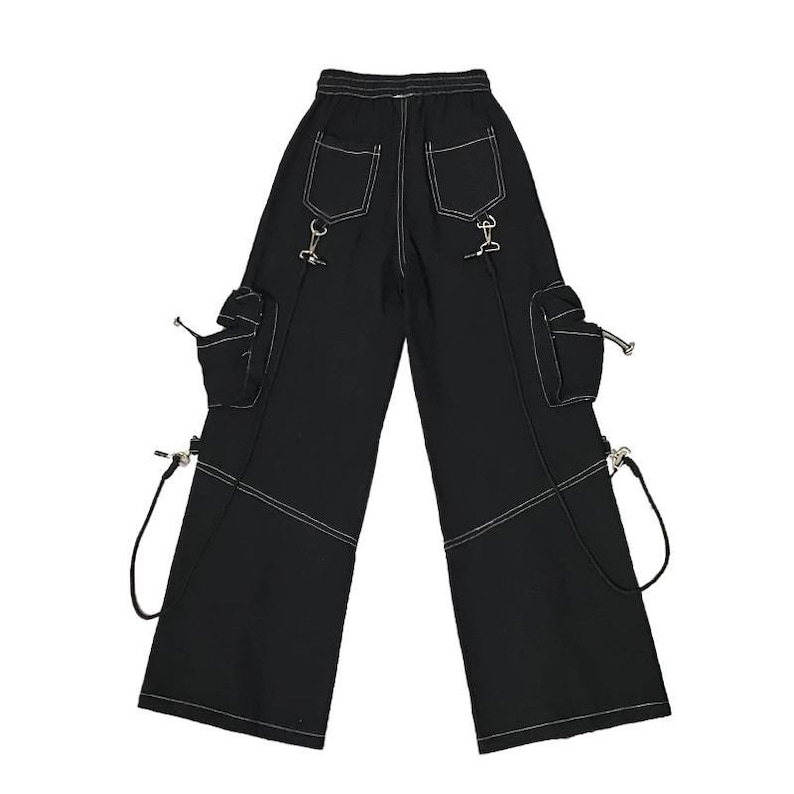 Gothic High Waist Baggy Cargo Pants Female Loose Fit Wide Etsy