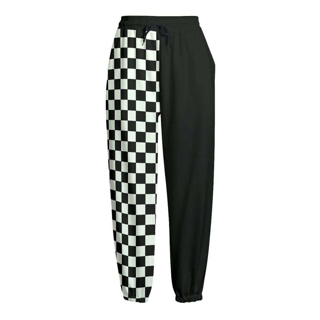 Black White Checkered Split Leg Joggers - Etsy