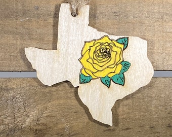 The Yellow Rose of Texas Hand Painted With Care Carved Wood Original ...