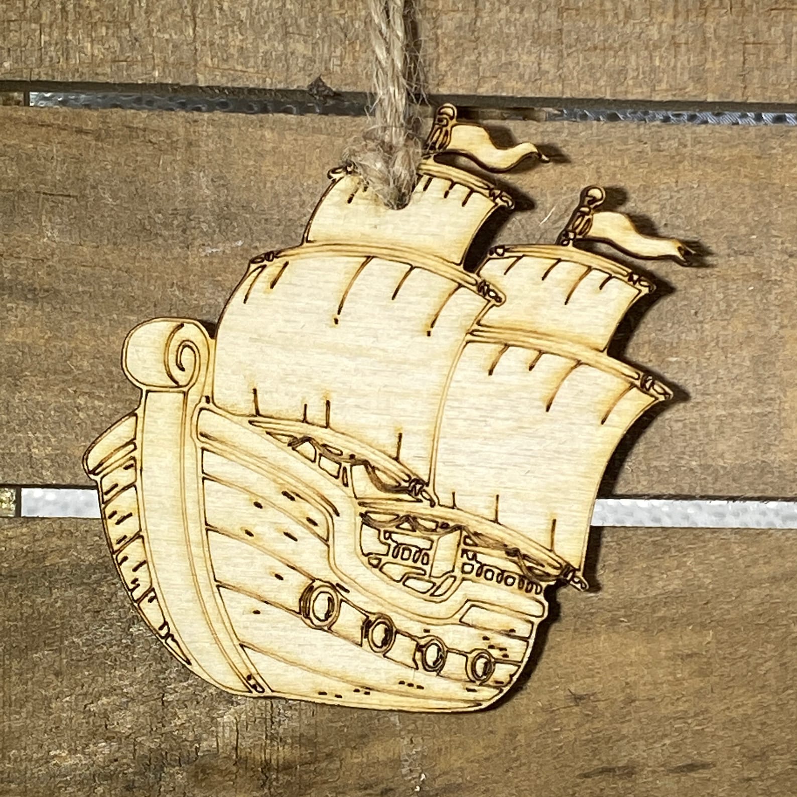 Pirate Ship Christmas Wooden Ornaments - Etsy