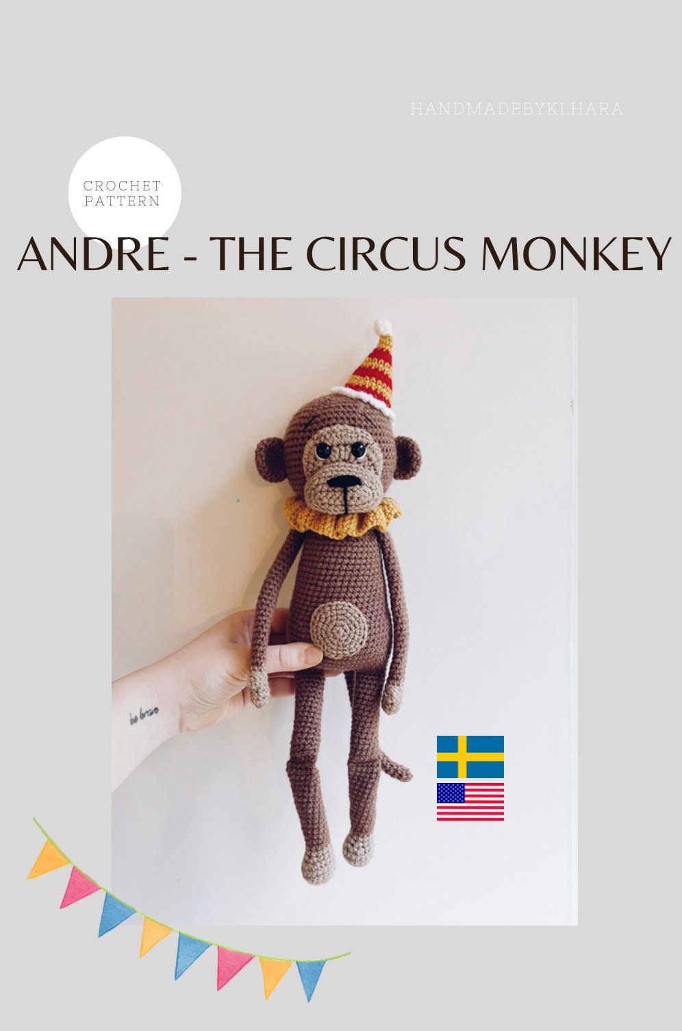 Crochet Pattern Andre the Circus Monkey - PDF Digital Pattern - Etsy