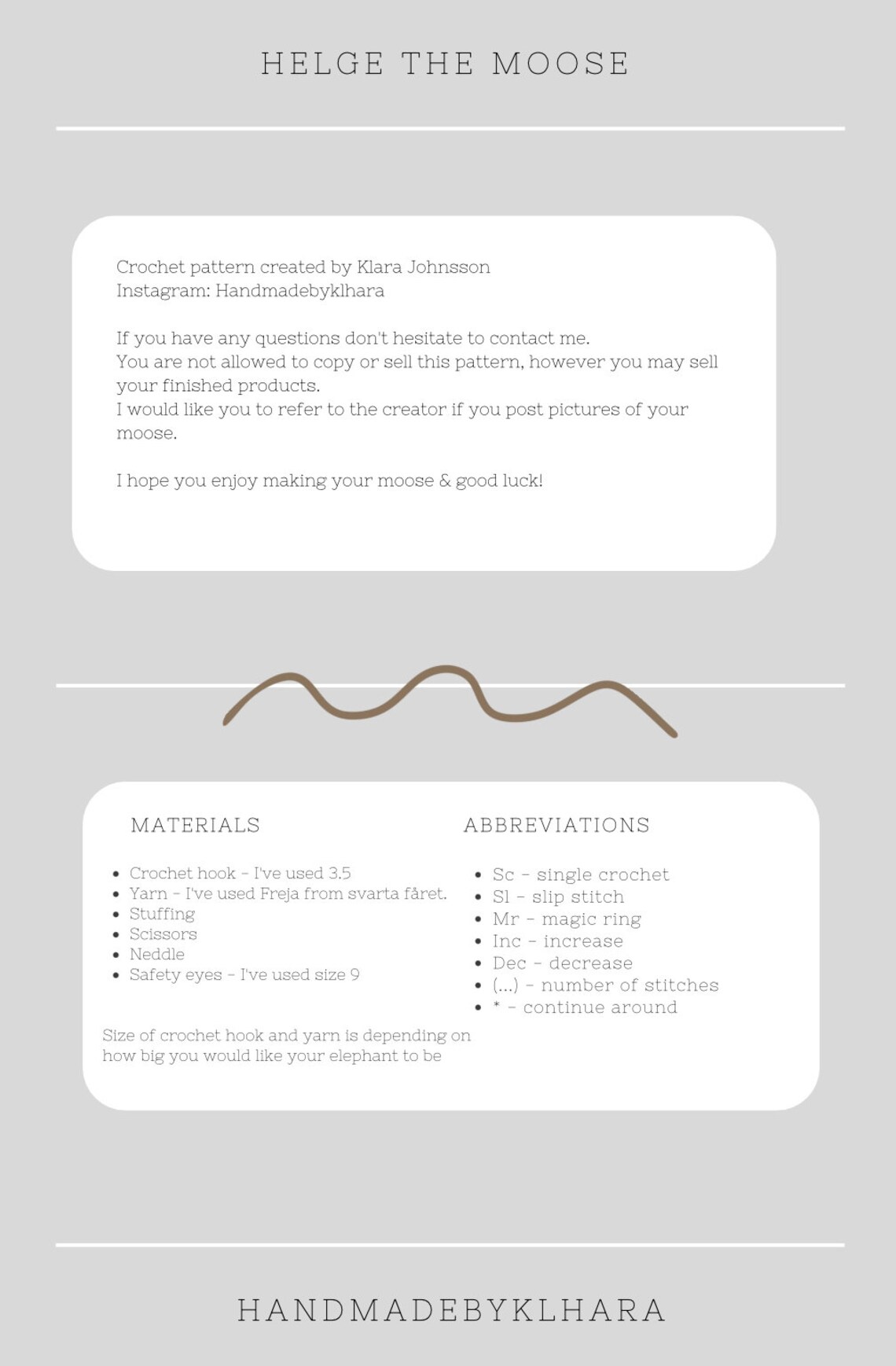 Crochet Pattern Helge the Moose - PDF Digital Pattern - Etsy