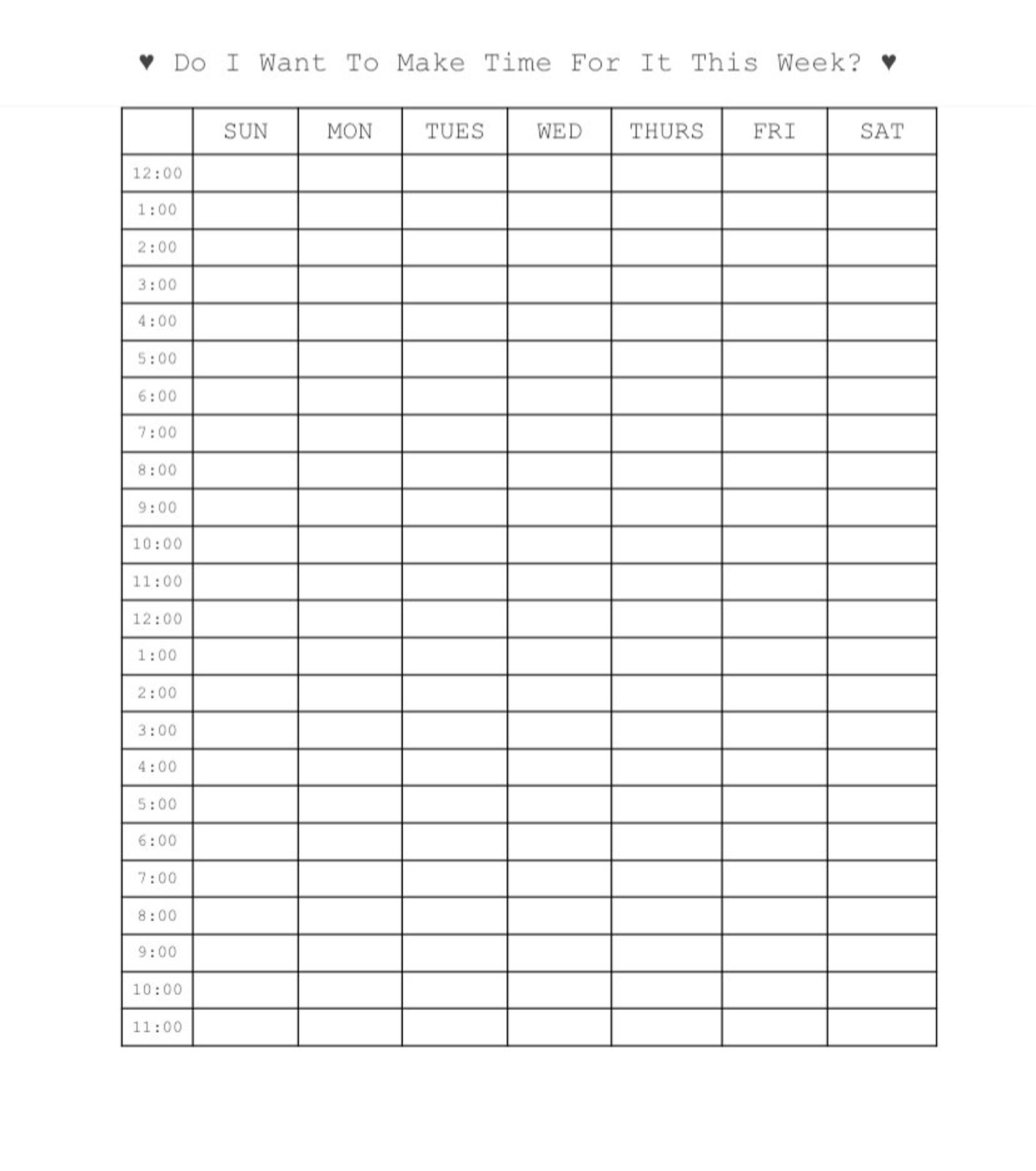Simple Schedule Template | Your Week at A Glance Letter Size PDF - Etsy