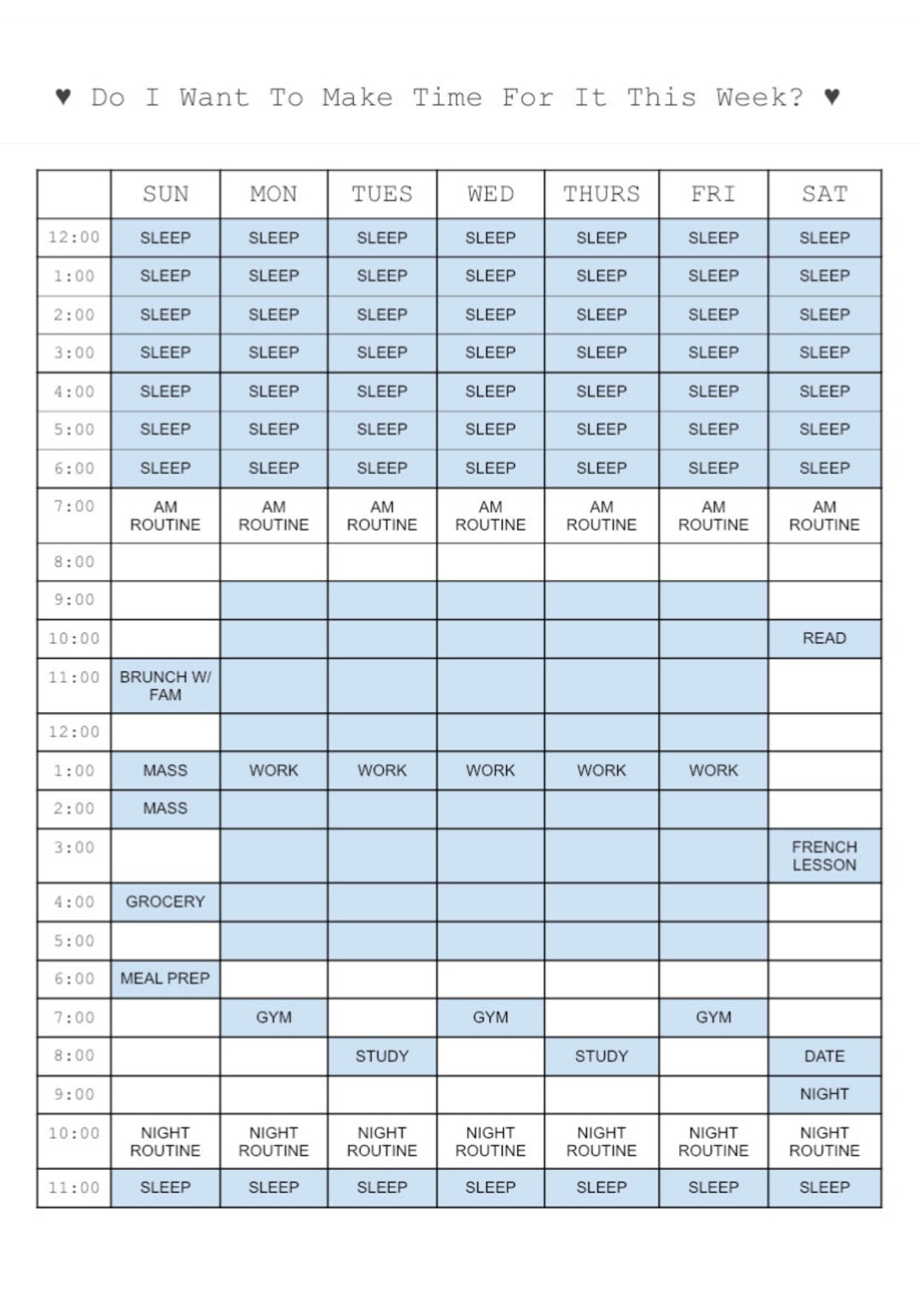 Simple Schedule Template | Your Week at A Glance Letter Size PDF - Etsy