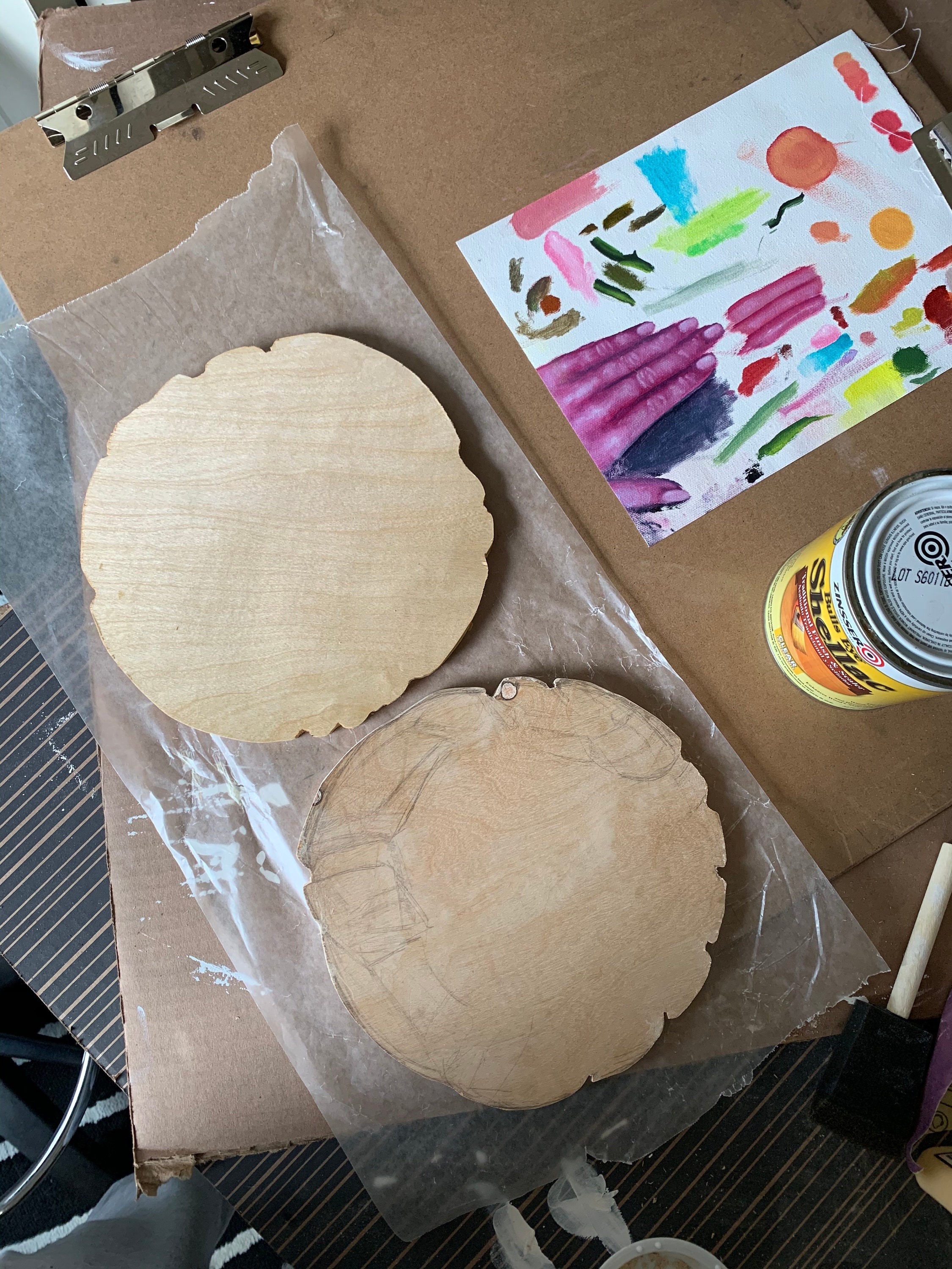 Concha Acrylic Paintings on Custom Cut Wood Panel, Pan Dulce (original ...