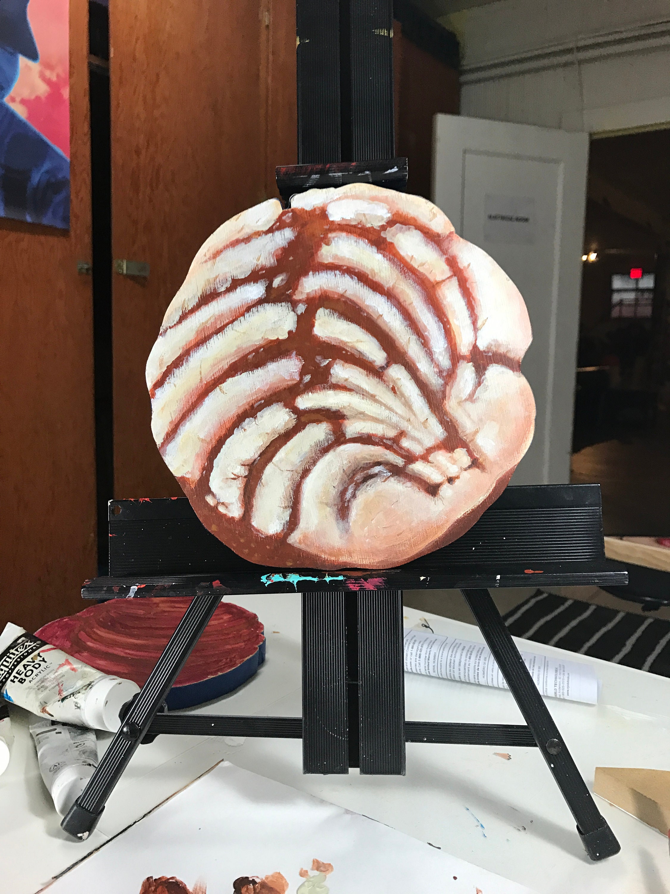Concha Acrylic Paintings on Custom Cut Wood Panel, Pan Dulce (original ...