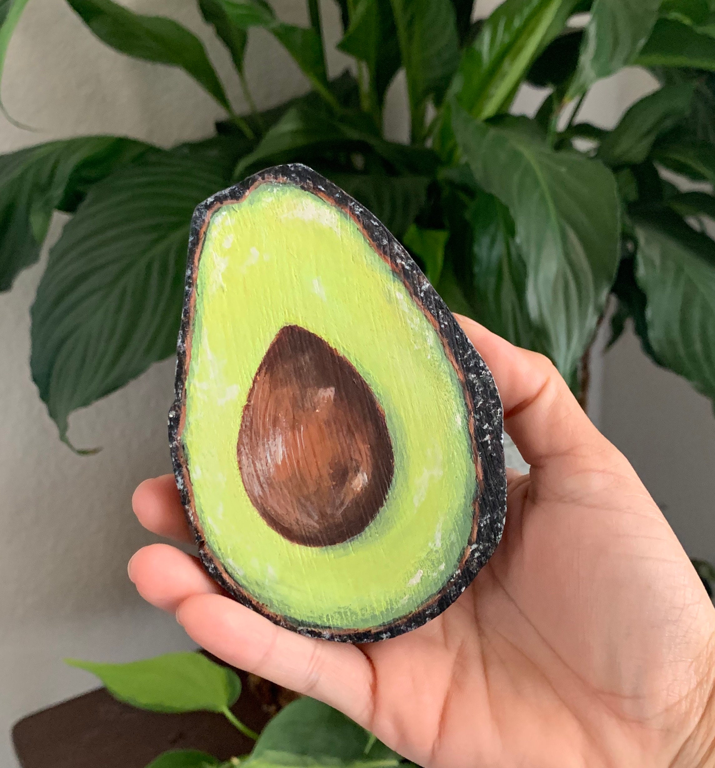 Avocado Acrylic Painting on Wood Original Painting | Etsy