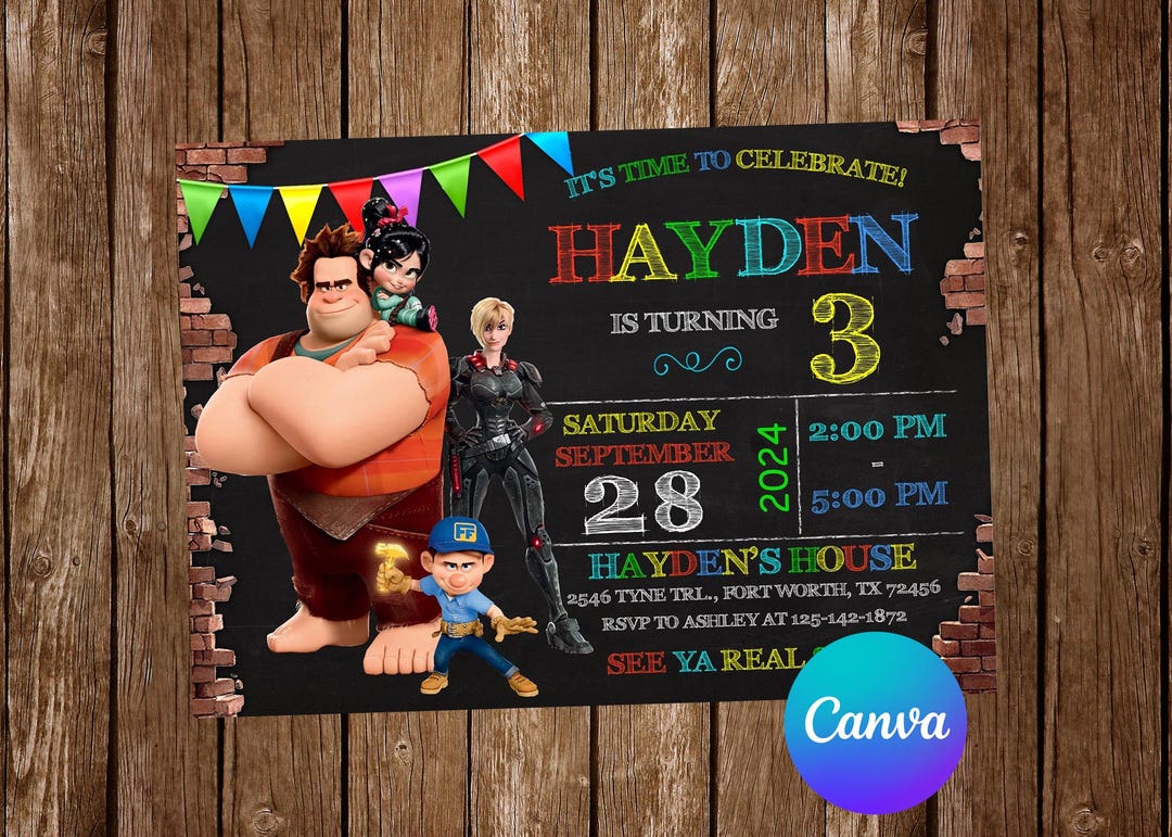 Wreck It Ralph Invitation Birthday Party Wreck It Ralph Birthday ...