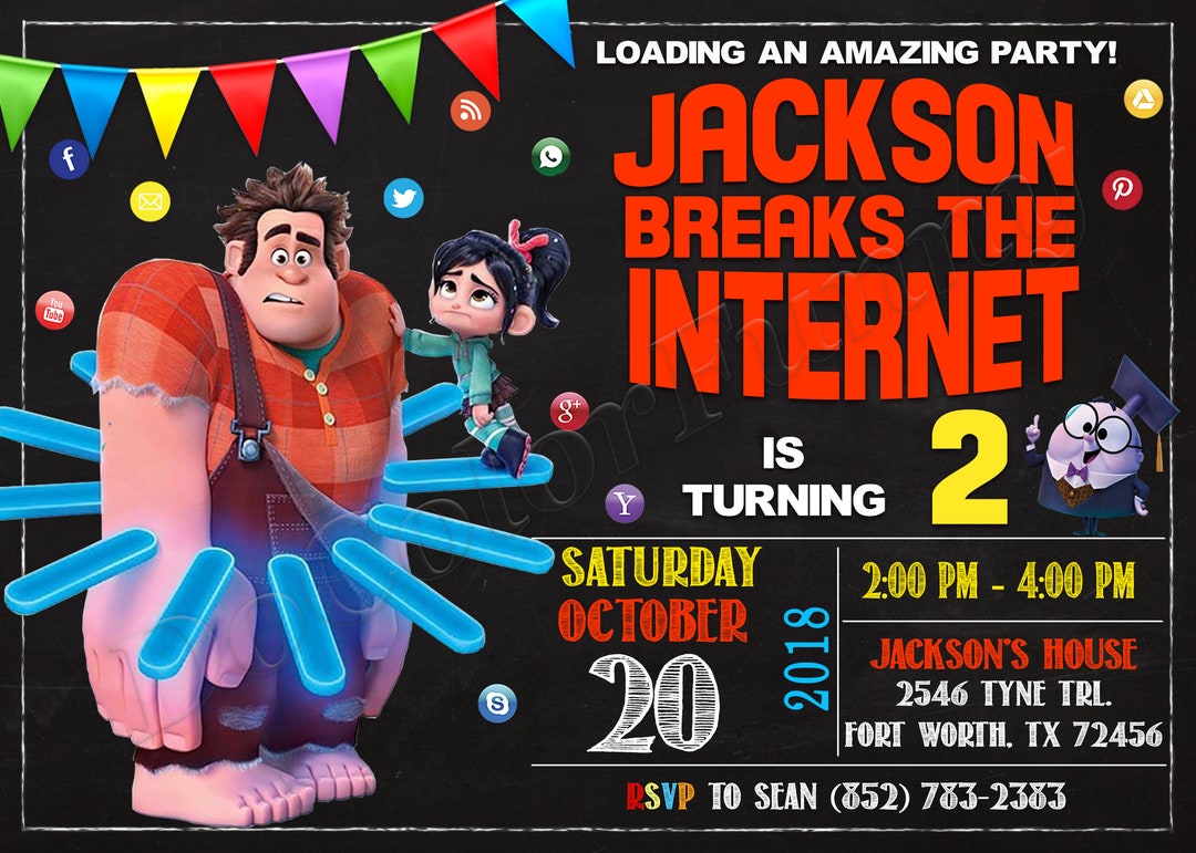 Wreck It Ralph Invitation Wreck It Ralph Birthday Party Invitation ...