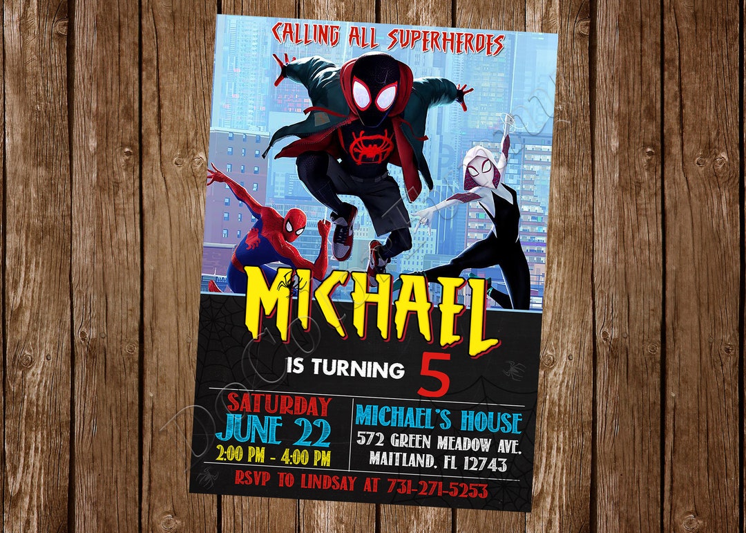 Spider Verse Invitation Spiderman Invitation Spider Verse Birthday ...