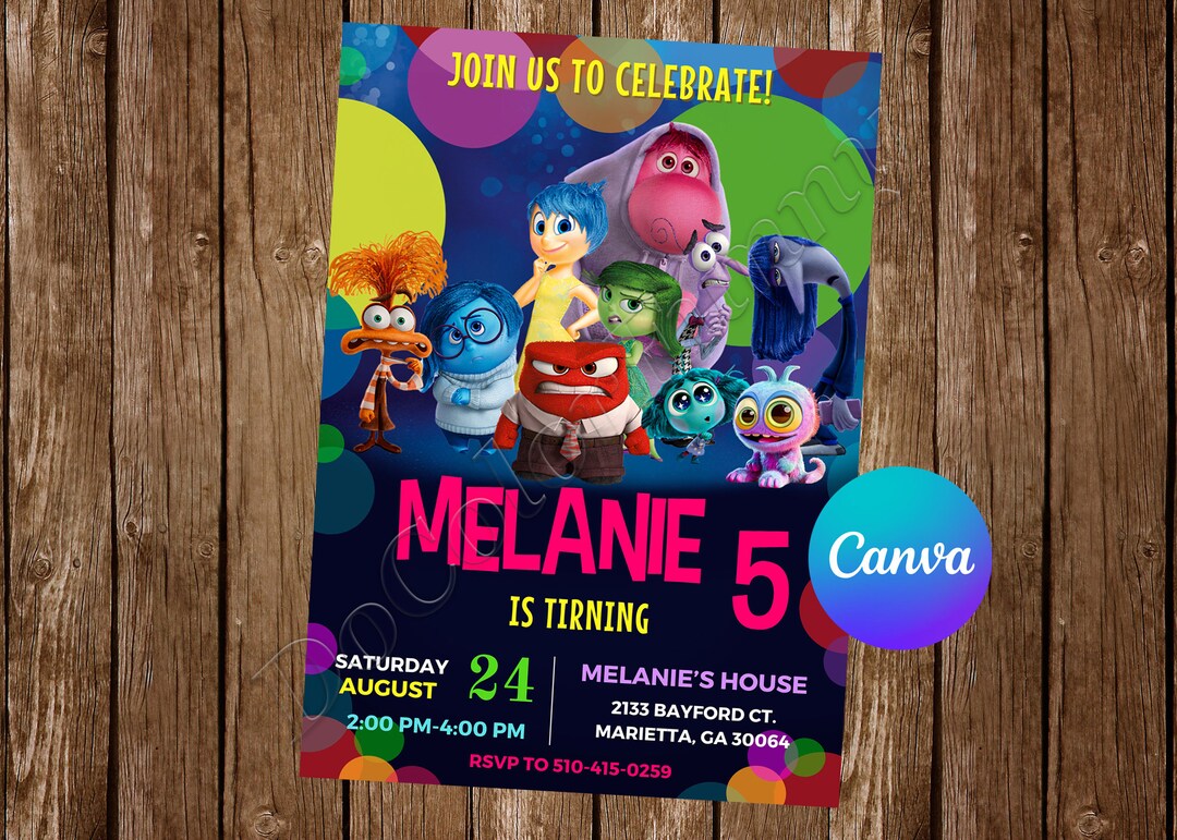 Inside Out Invitation Birthday Party Inside Out Birthday Invitation ...