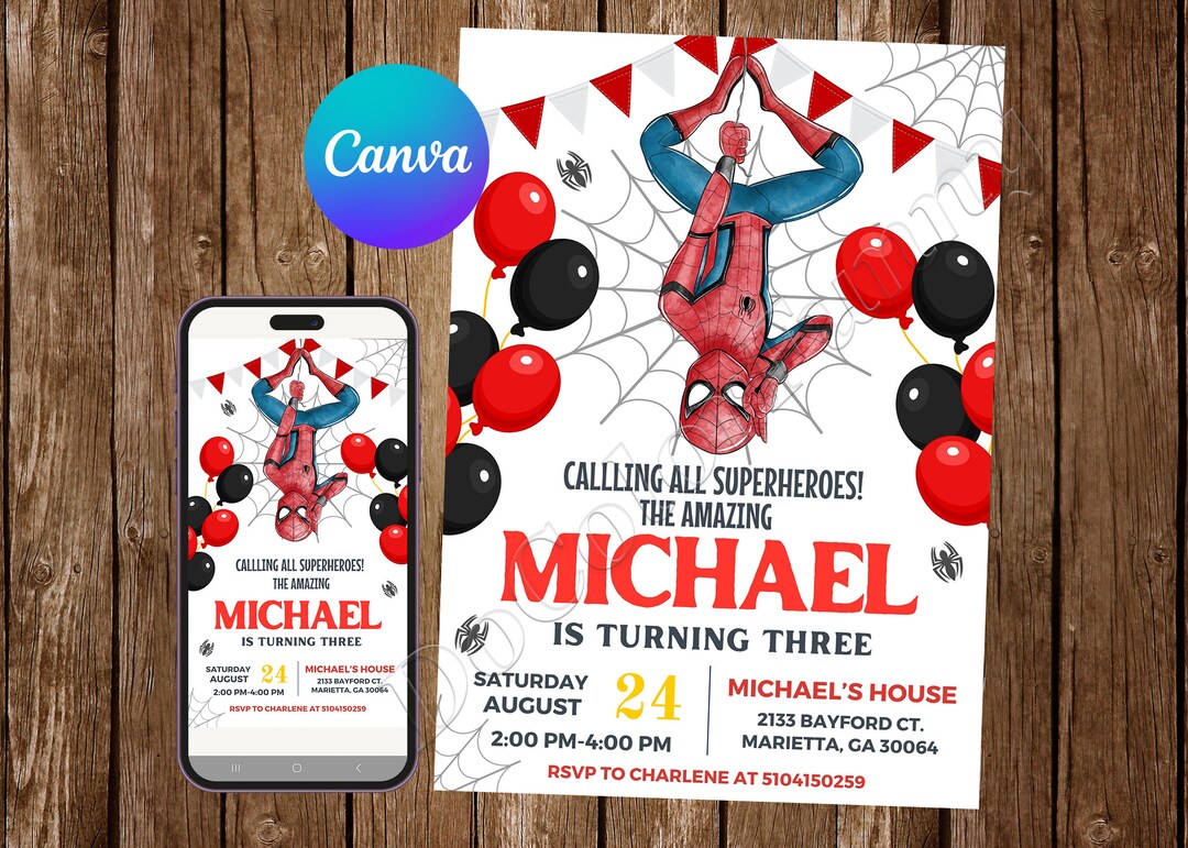 Spiderman Invitation Birthday Party Spiderman Birthday Invitation ...