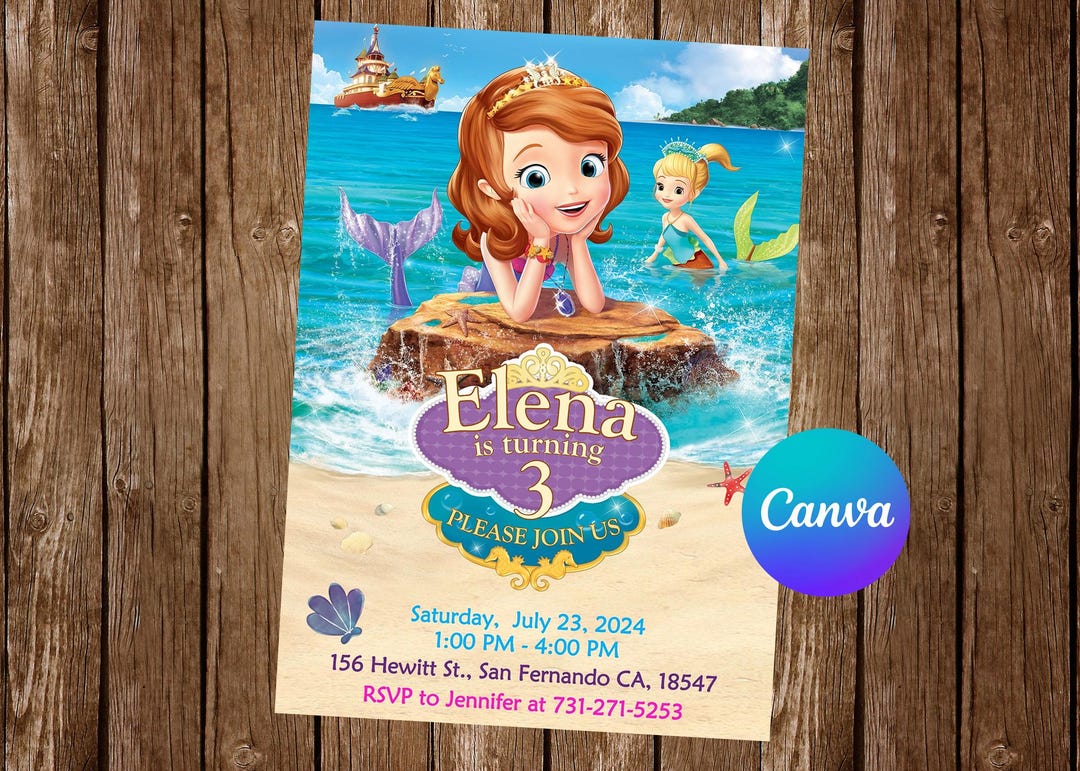 Sofia the First Invitation Birthday Party Sofia the First Mermaid ...