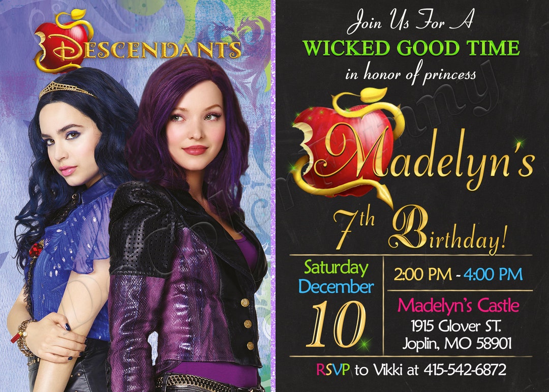 Descendants Invitation Descendants Birthday Invitation Descendants ...