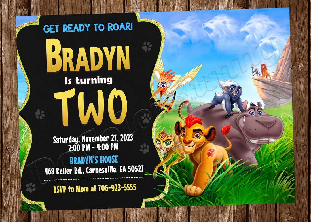 The Lion Guard Invitation Lion Guard Birthday Party Invitation Lion ...