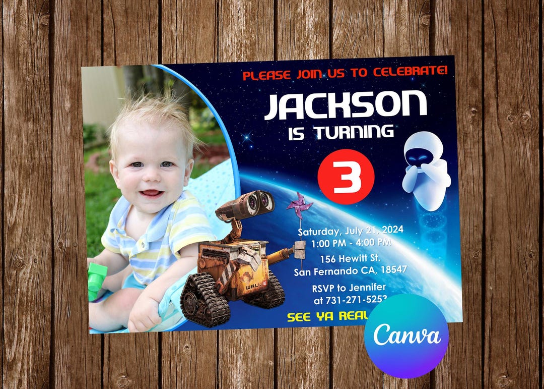 Wall E Invitation Birthday Party Wall E Birthday Invitation Wall E ...