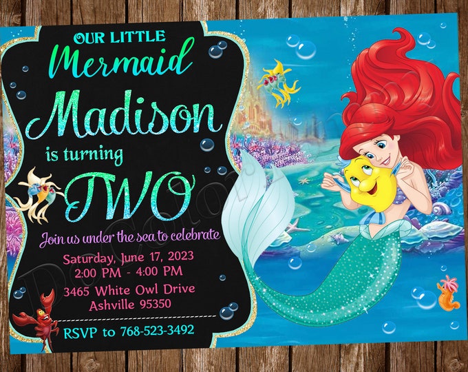 Little Mermaid Invitation Ariel Invitation Little Mermaid Birthday ...