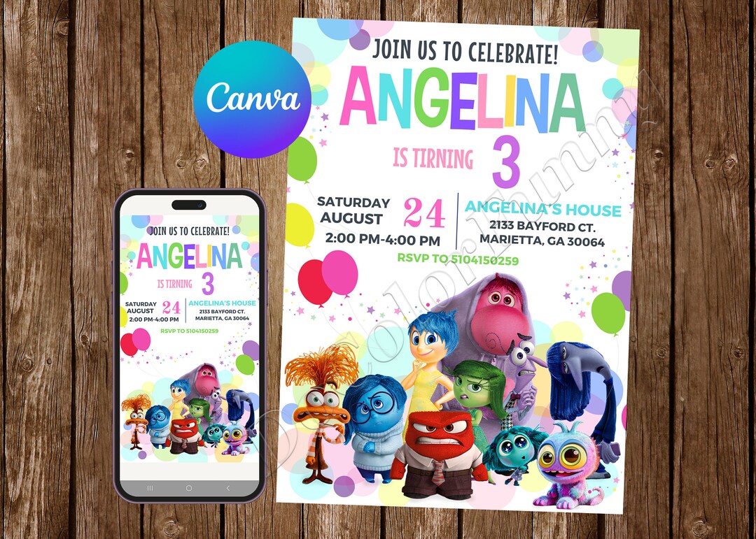 Inside Out Invitation Birthday Party Inside Out Birthday Invitation ...