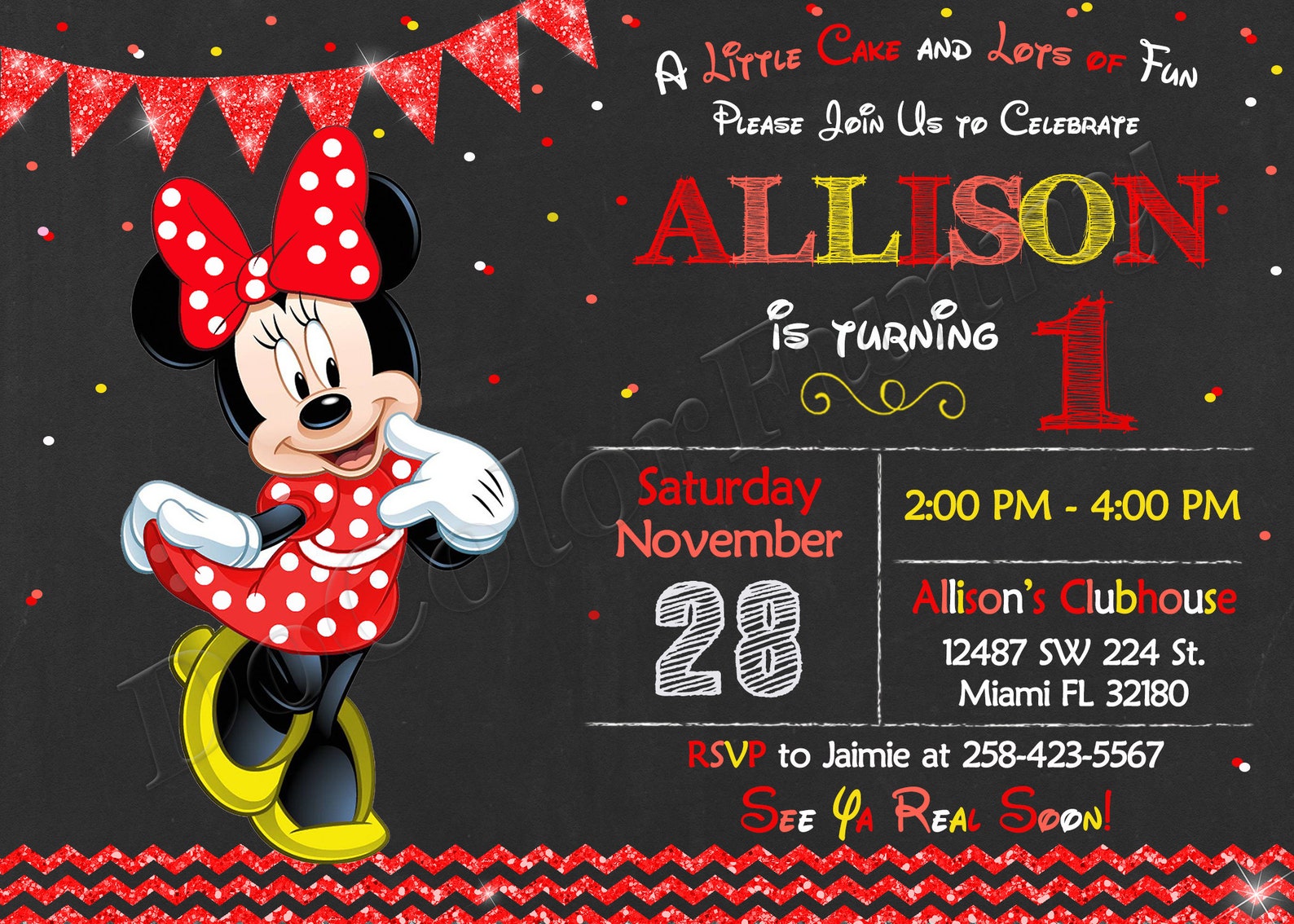 Minnie Mouse Invitation Red Minnie Mouse Birthday Party - Etsy