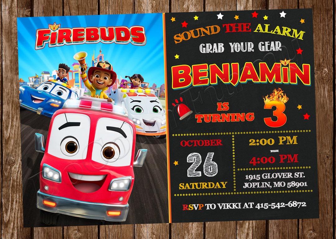 Firebuds Invitation Firebuds Birthday Firebuds Party Firebuds Invite ...