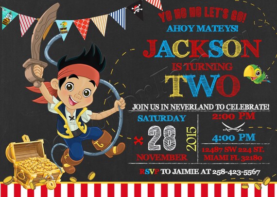 Jake And The Neverland Pirates Handmade Invitations