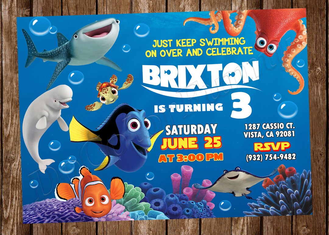 Finding Dory Invitation Finding Nemo Invitation Finding Dory Birthday ...