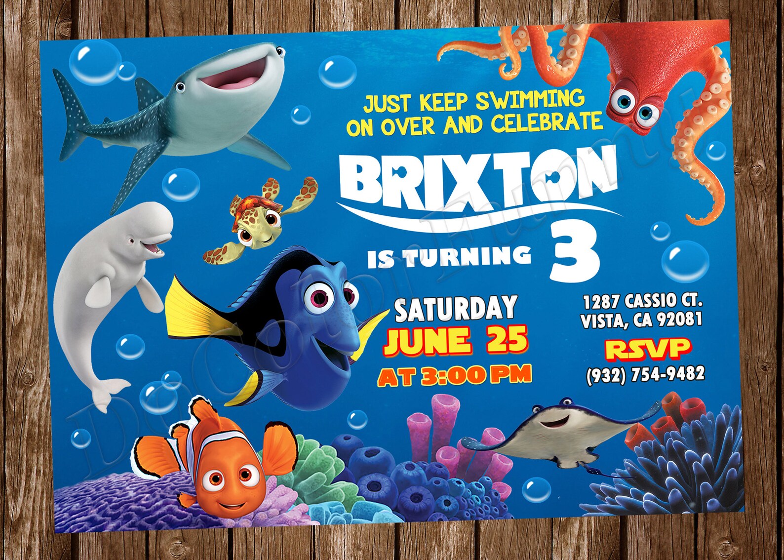 Finding Dory Invitation Finding Nemo Invitation Finding Dory Etsy