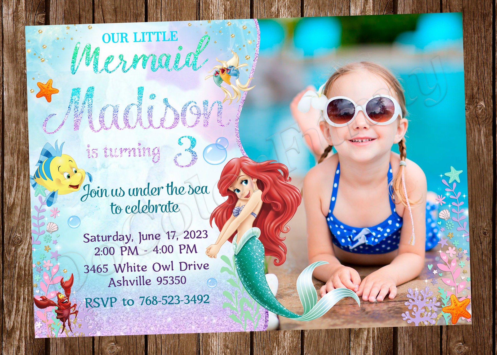 Little Mermaid Invitation Ariel Invitation Little Mermaid Birthday ...