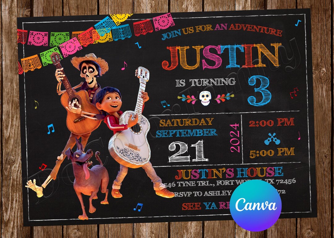 Coco Invitation Birthday Party Coco Birthday Invitation Fiesta Invitation Coco Editable ...