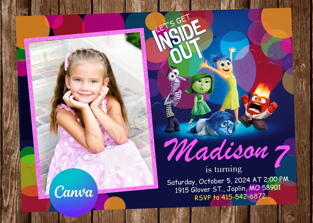 Inside Out Invitation Birthday Party Inside Out Birthday Invitation Inside Out Editable ...