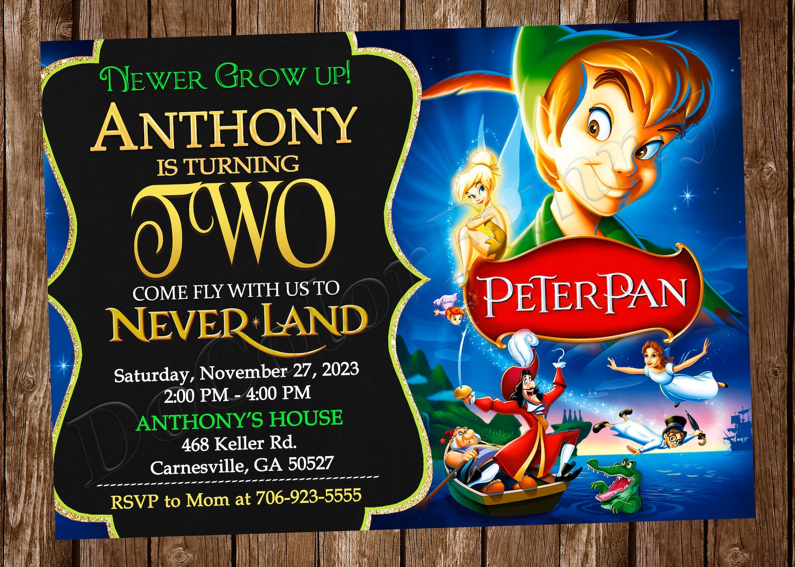 Peter Pan Invitation Peter Pan Birthday Party Invitation Peter - Etsy
