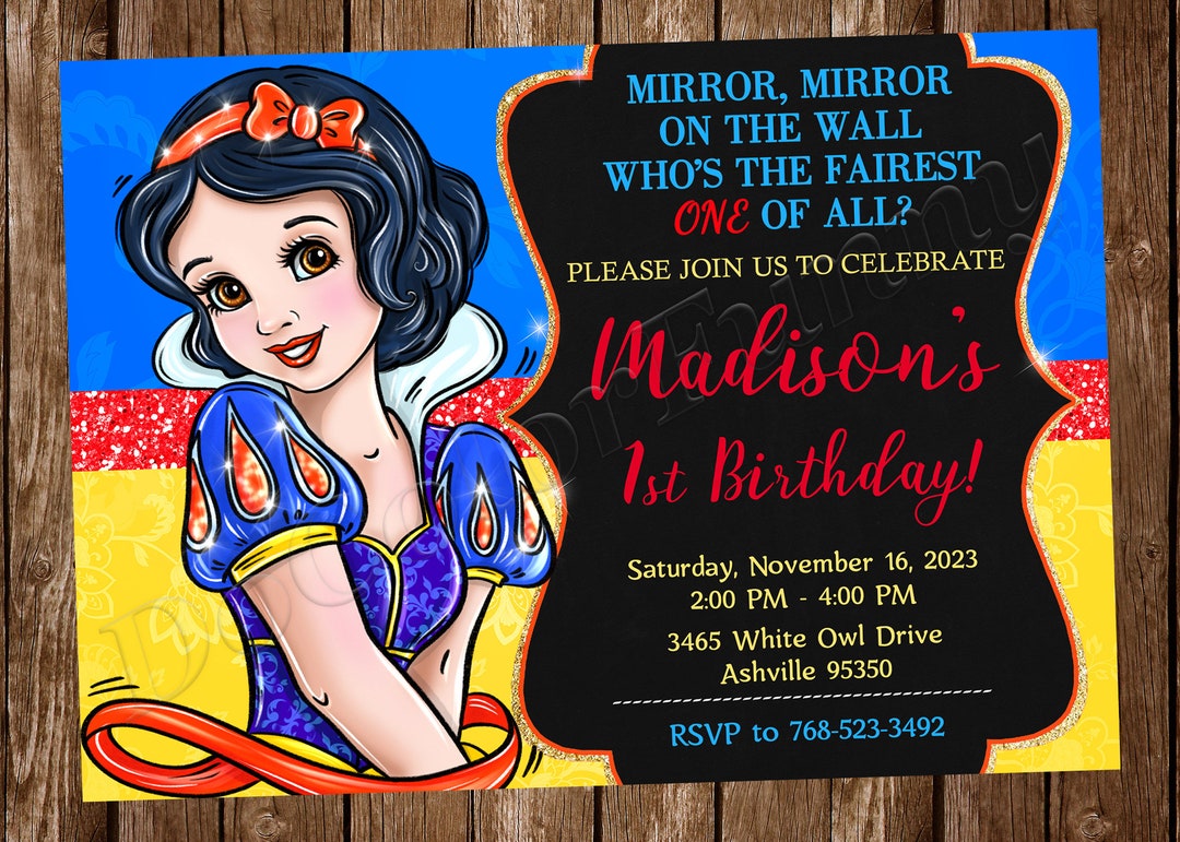 Snow White Invitation Snow White Watercolor Invitation Snow White ...