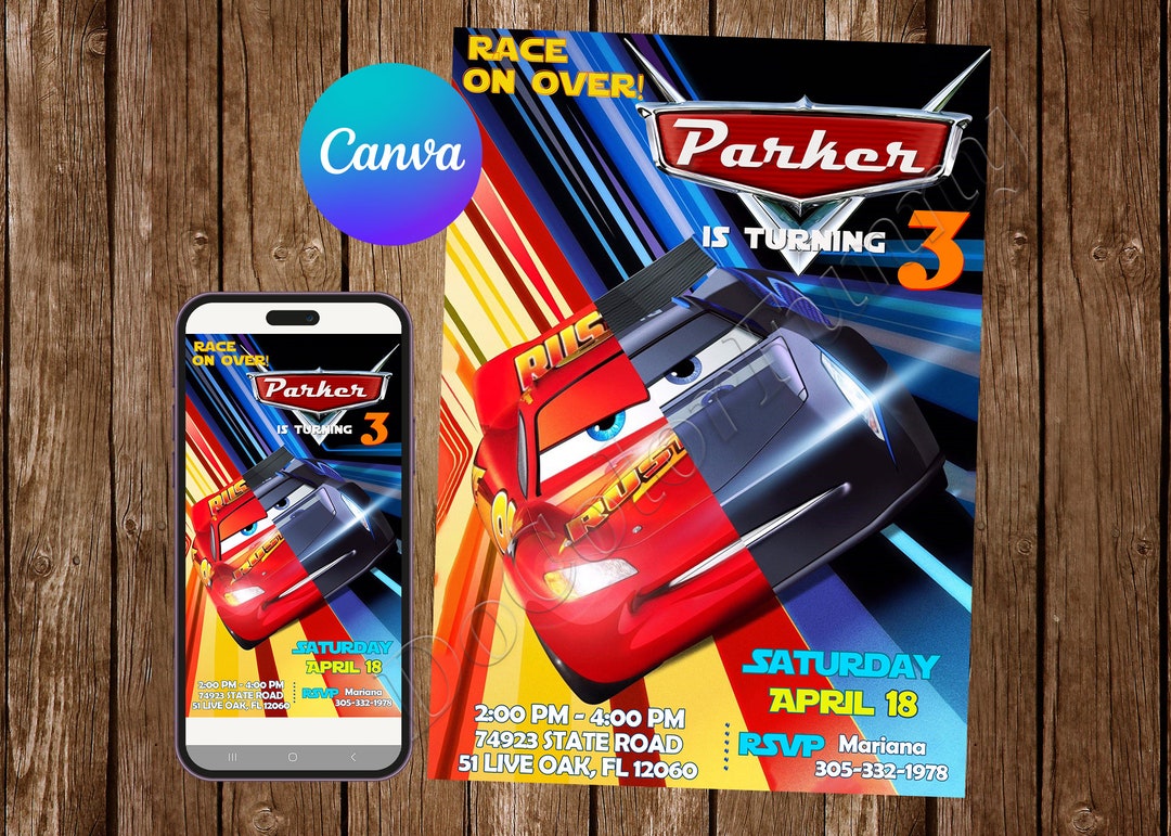 Invitación de cumpleaños de Cars Invitación de cumpleaños de Cars ...