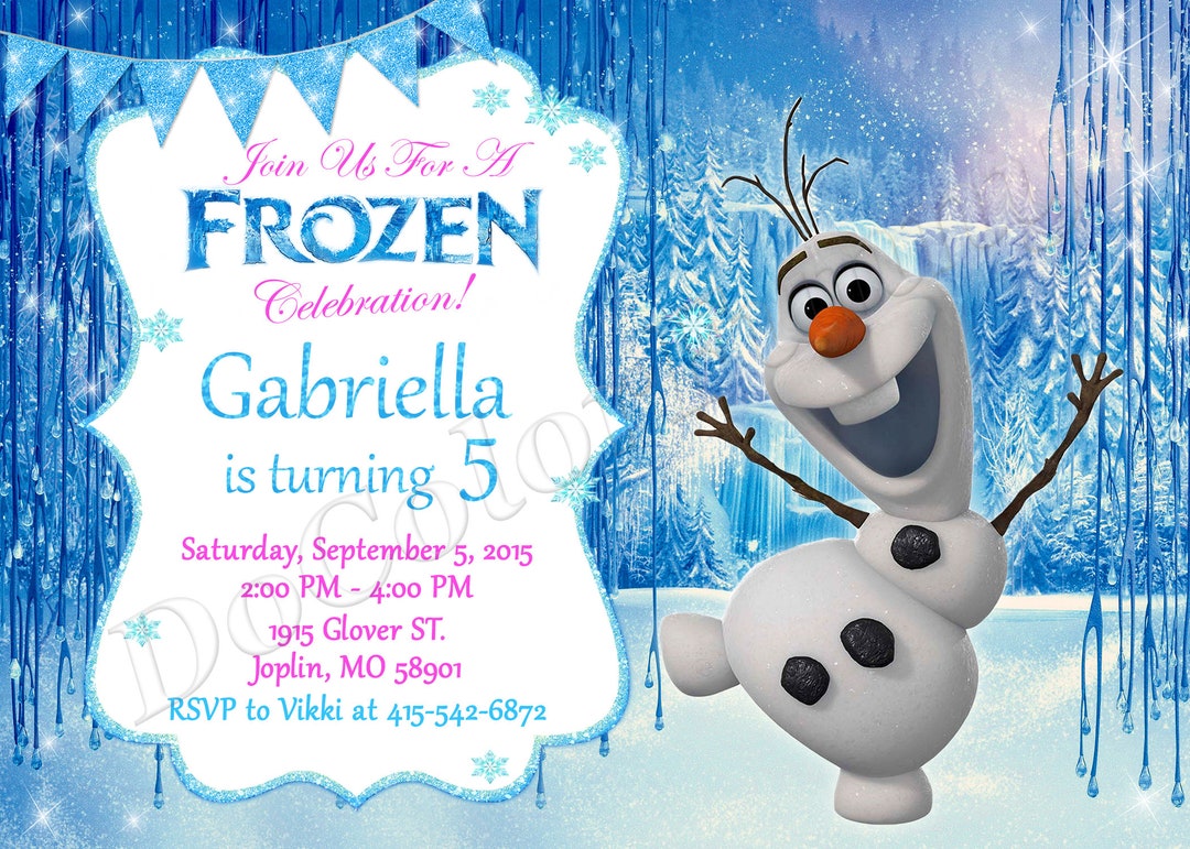 Olaf Invitation Frozen Invitation Olaf Birthday Invitation Frozen Party ...