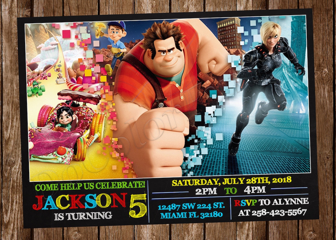 Wreck It Ralph Invitation Wreck It Ralph Birthday Invitation Wreck It ...