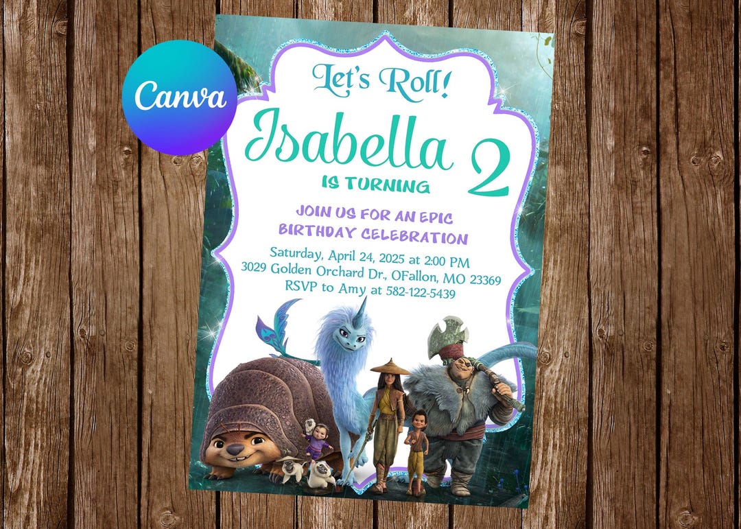 Raya and the Last Dragon Invitation Raya Invitation Raya Birthday Party ...